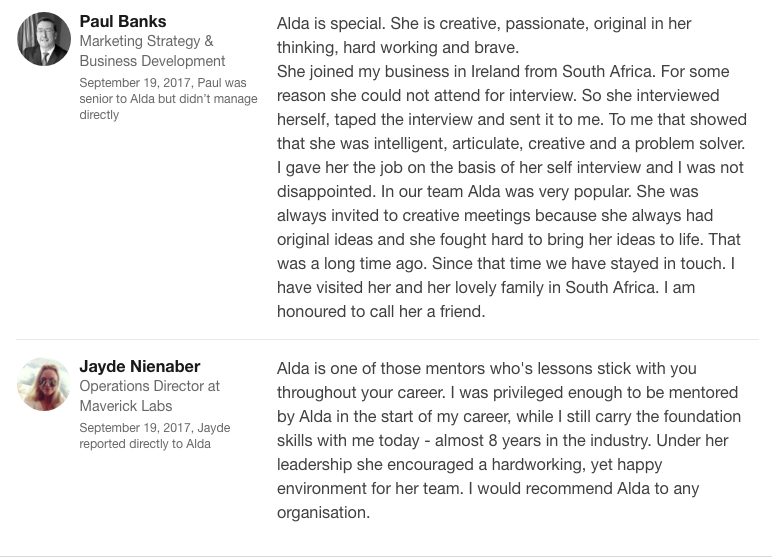 Alda Smith Work Examples